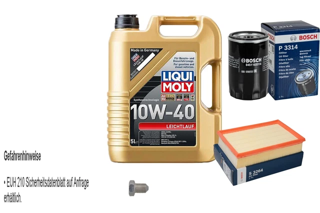 BOSCH INSPECTION SET 5 LIQUI MOLY Bon Fonctionnement 10W-40 pour VW Polo Classic EUR 75,40 ...