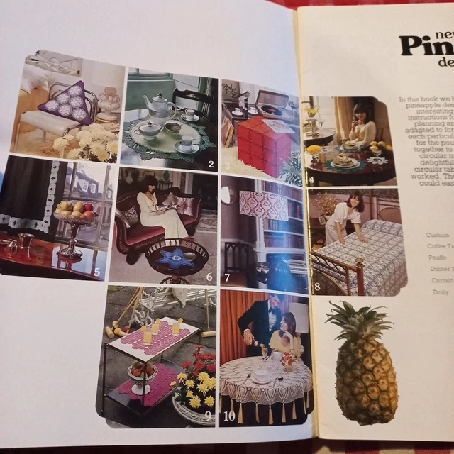 😇 COATS CROCHET Pattern Book No 1219 Pineapple Designs Vintage 1975 10 ...