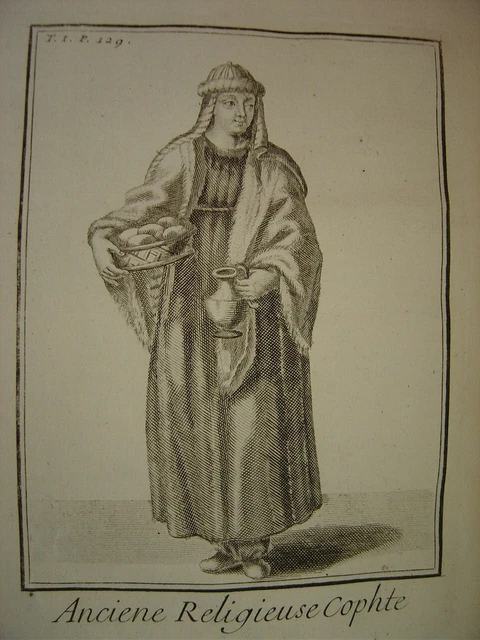 GRAVURE RELIGIEUSE RELIGION Costume d'une religieuse COPTE Egyptiens ...