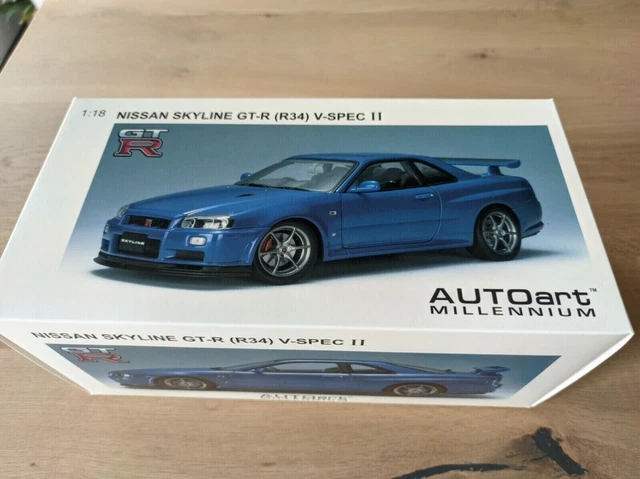 1/18 AUTOART NISSAN Skyline R34 GT-R GTR V-spec II 77335 Upgraded Bayside Blue £336.05 - PicClick UK
