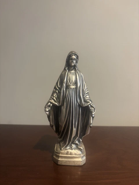 ANTIC DESIGN VIRGIN Mary Mother Of Jesus Cast Metal Statue Serpent ...
