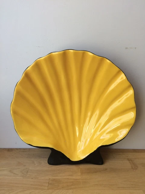 GRANDE COUPE COQUILLE st Jacques, céramique bicolore jaune, noire ...