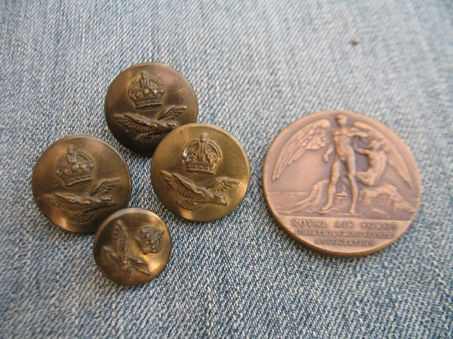 4 X QUALITY Early Brass Tunic Buttons Royal Air Force RAF GAUNT ...