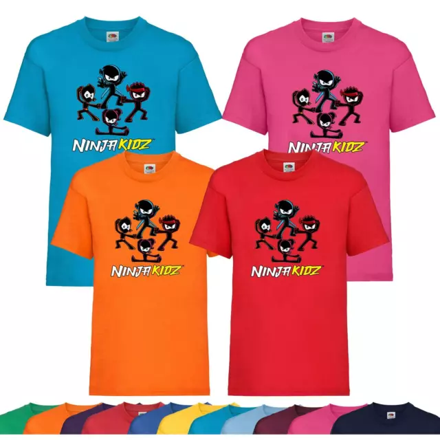 KIDS TEAM BOYS Girls Ninja Kidz Tv Gaming T-Shirt Childrens Funny Gift ...