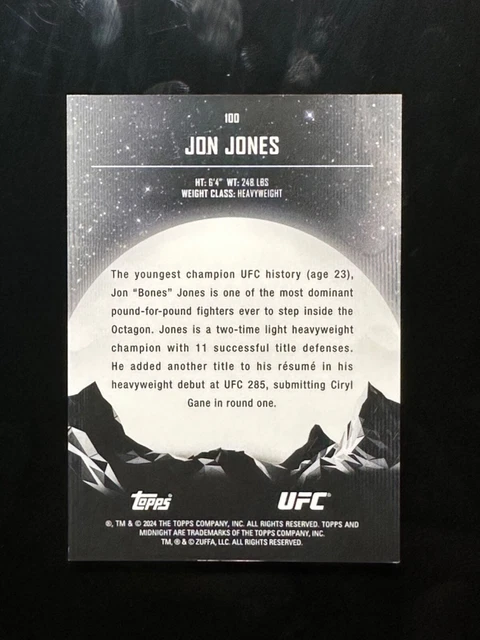 JON JONES 2024 Topps Midnight UFC #100 Numbered /125 EUR 0,93 - PicClick IT