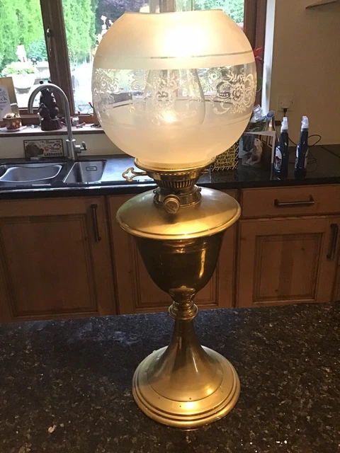 HINKS ANTIQUE VICTORIAN BRASS OIL LAMP. HINKS BENETFINK & Co No2 DUPLEX ...