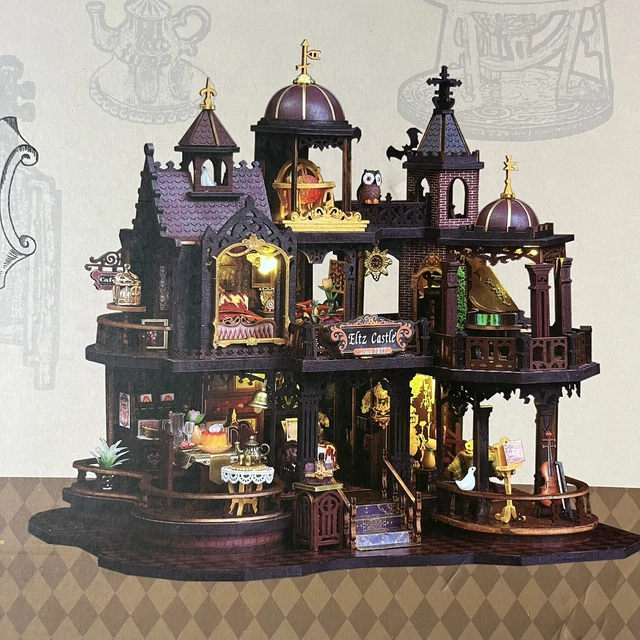DIY MINIATURE DOLLHOUSE Kit Gothic Fantasy Edinburgh Castle Lights ...