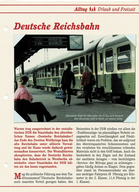 DIE DEUTSCHE REICHSBAHN zu DDR Zeiten - DDR Infokarte EUR 1,00 - PicClick DE
