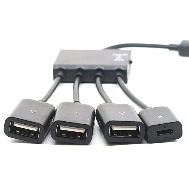 MICRO USB HUB Adaptor with Power Powered Charging OTG Host Cable Cord ...