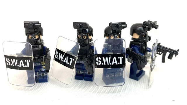 LEGO POLICE MINIFIGURES SWAT Riot Control Team Custom Made With Real ...