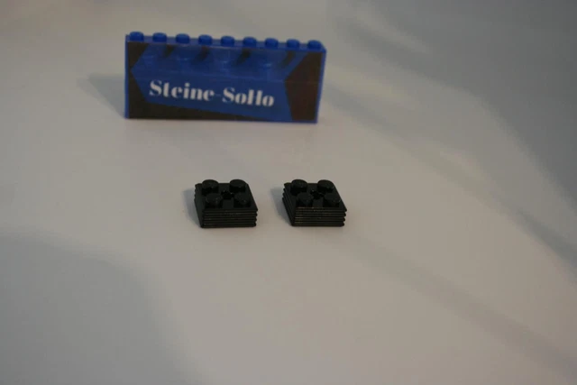 LEGO (C) 2X Stone - Rib Fluted - Basic 2x2x 2/3 - 71752 - Black - Black ...