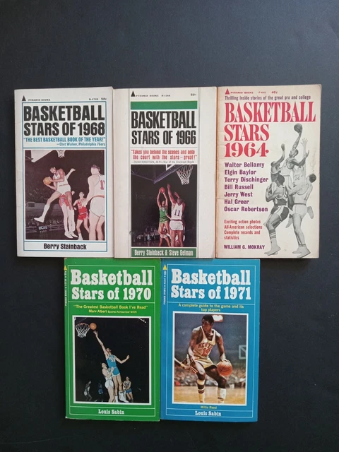 (5) PYRAMID BOOKS Basketball Stars Wilt Bill Russell Lew Alcindor ...