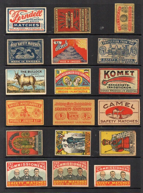 MATCHBOX LABELS ADVERTISING Rare early Made in SWEDEN more unusual ...