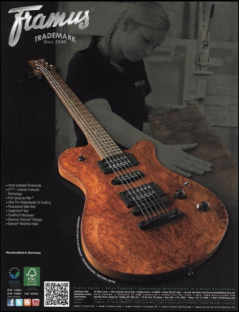 FRAMUS PANTHERA STUDIO Custom Shop Redwood Burl guitar ad 8 x 11 ...