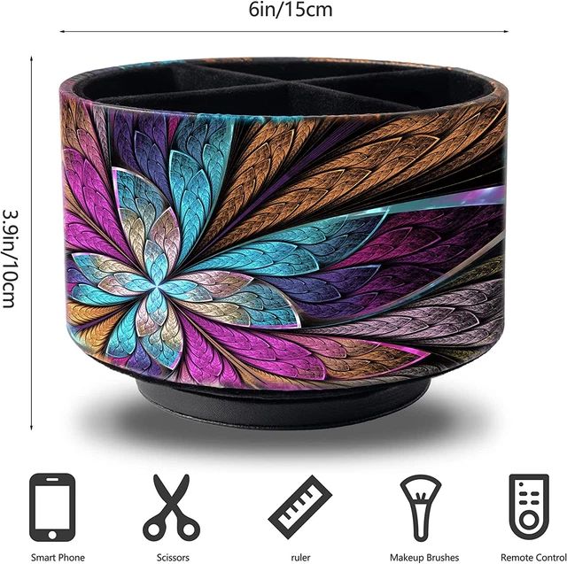 HOMIEST ROUND LEATHER Art Supply Organizer,Remote Control Holder,360 ...