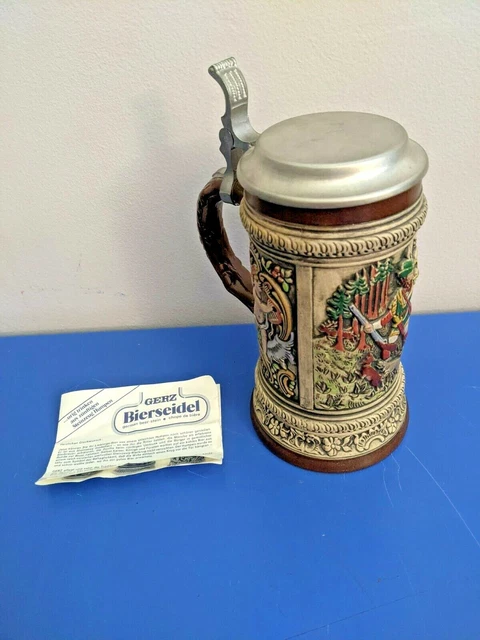 VTG GERZ GERMANY Old Gerz Stein Fox Hunter w/ Dogs Putto German Beer ...