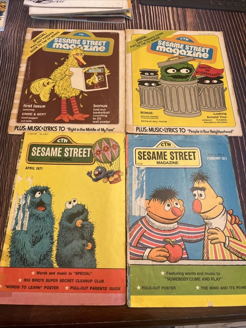 LOT OF 4 Vintage Sesame Street Magazine Magazines 1970-1970 # 1-4 £15. ...
