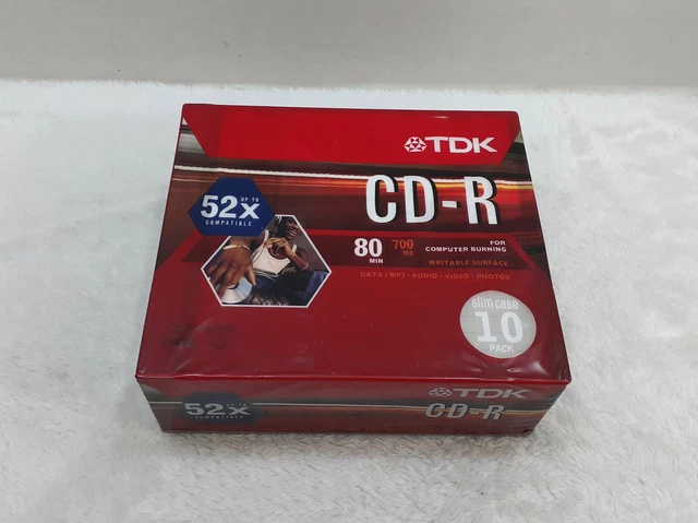 TDK CD-R 52X 80 Min 700MB Slim Case 10 Pack New Sealed $16.95 - PicClick