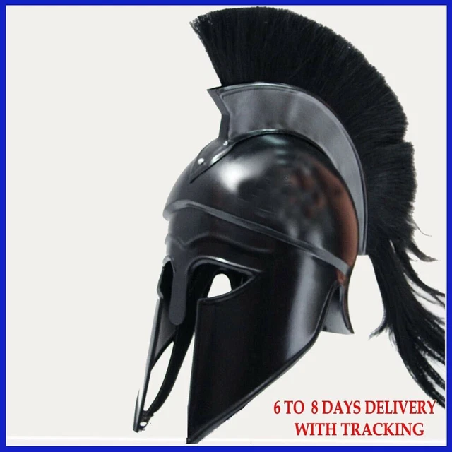 MEDIEVAL GREEK CORINTHIAN Helmet with Black Plume, Armor Knight Spartan Costumes £82.63 ...
