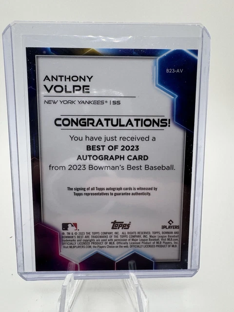 ANTHONY VOLPE 2023 Topps Bowman's Best Rookie Auto On Card RC Yankees ...