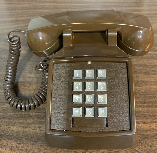 VINTAGE ITT BROWN Desk Phone Push Button Land Line Really Good ...