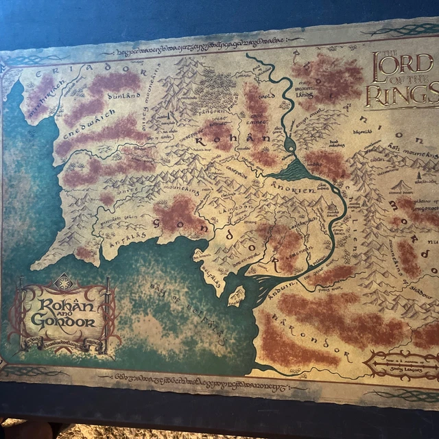 LORD OF THE Rings Map of Rohan Gondor Mordor Middle Earth 32x23 Poster ...