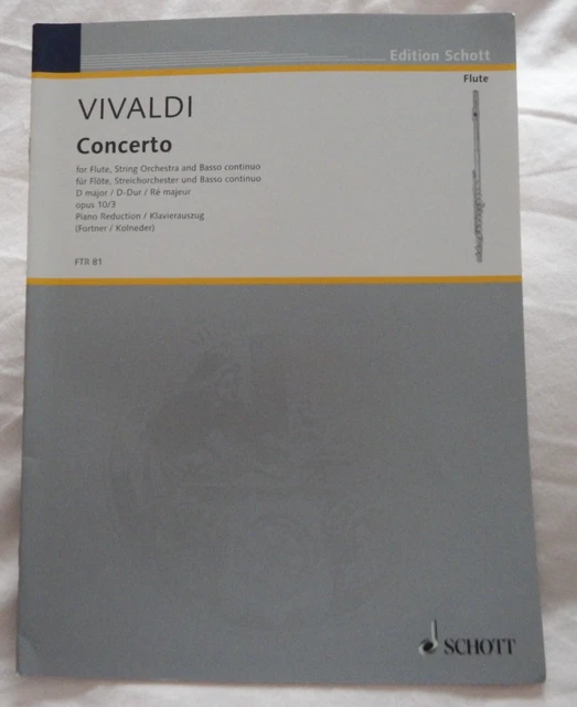 VIVALDI CONCERTO D Major Opus 10/3 For Flute & Piano Schott Ftr81 £7.75 ...