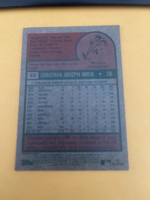 2024 TOPPS HERITAGE #49 Jonathan India numero basso SP Cincinnati rossi ...