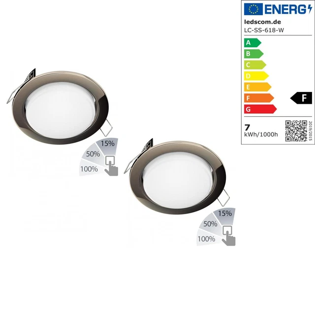 2X LED SPOT encastré Zobe plat GX53 chrome-noir ronde 6,164W 644lm ...