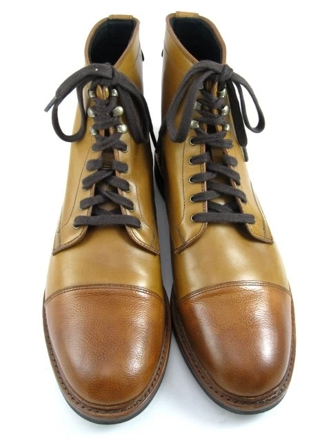 ALLEN EDMONDS &LANDON& Leather Cap-Toe Boots 10.5 D Walnut USA DISCOND ...