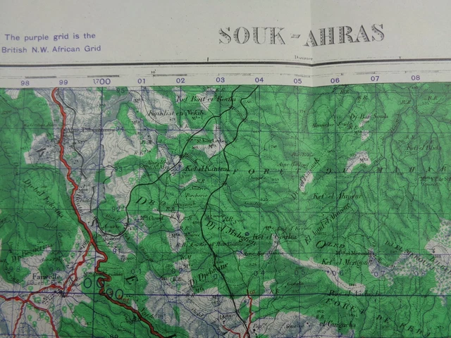 WW2 BRITISH MAP of "SOUK - AHRAS" (ALGERIA) 1942 - North African ...