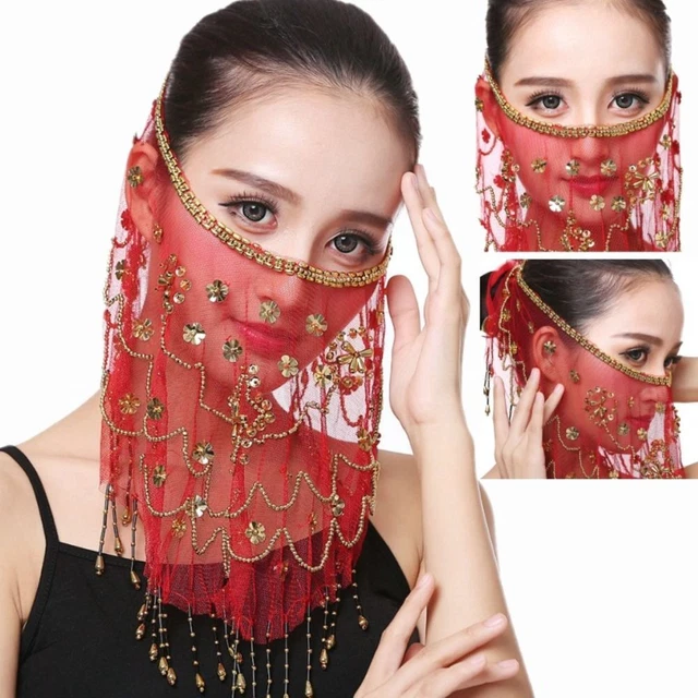 BELLY DANCING VEILS Face Veil Indian Belly Dance Veil Costumes Mesh ...