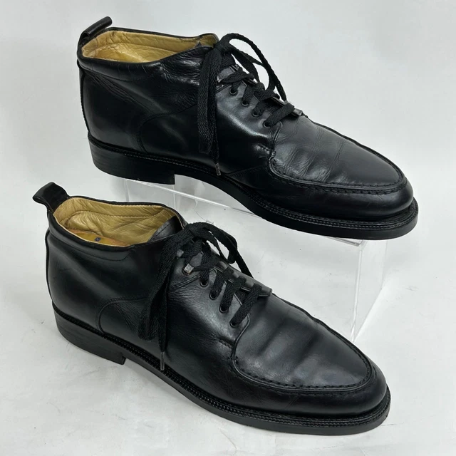KENNETH COLE MENS Black Leather Apron Toe Chukka Boots Made in Italy ...