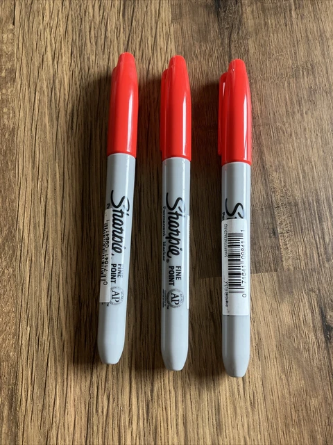 SHARPIE ORIGINAL CLASSIC Fine Point Permanent, RACEY RED Bullet Tip ( 3 ...
