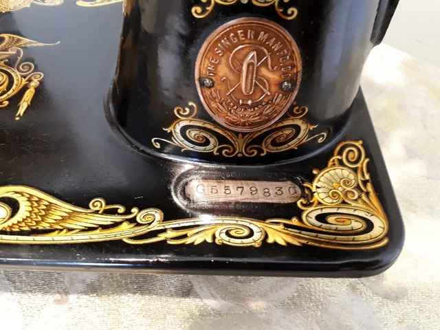 STUNNING 1917 SINGER Treadle Sewing Machine Head 115 "Wings" Runs V ...