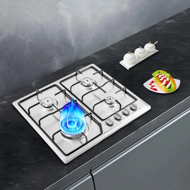 58CM FOUR BURNER Gas Hob NG/LPG Gas Cooker Built In Stainless Steel ...
