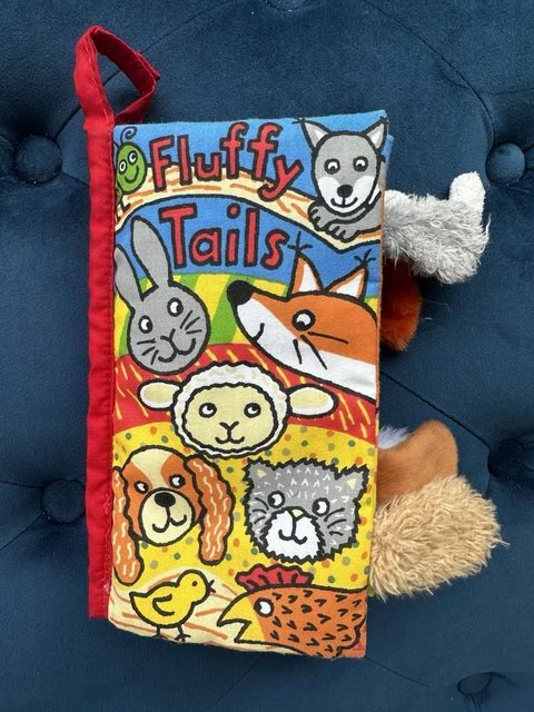 RETIRED JELLYCAT FLUFFY Tails Sensory Animal Fabric Book Soft Plush Toy ...