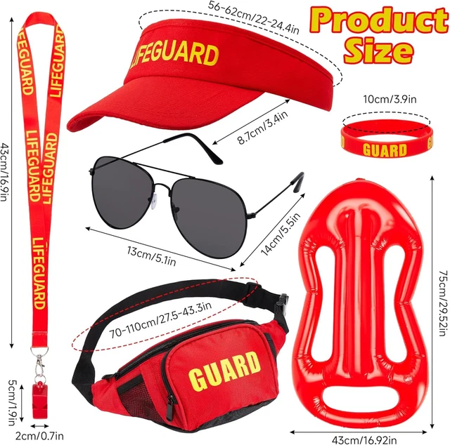 LIFEGUARD FANCY DRESS Costume Kit for Adults, 6-Piece Set with Hat ...