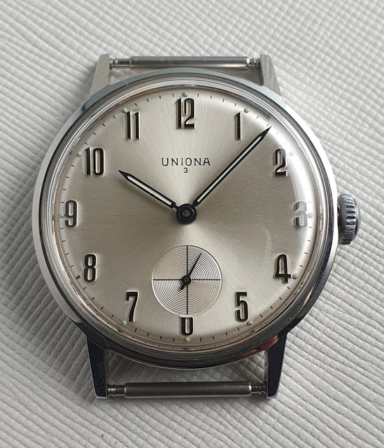 VINTAGE SWISS MANUAL Wind Wehrmachtswerk Uniona Cal. As 1130 All Steel ...