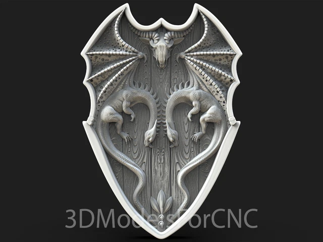 3D MODEL STL File for CNC Router Laser & 3D Printer Shield with Dragons £2.42 - PicClick UK