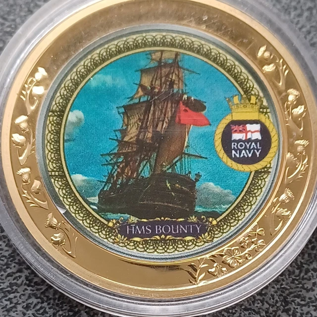 SHIPS OF THE Royal Navy HMS BOUNTY. 40 mm Colourised Coin. £6.95 ...