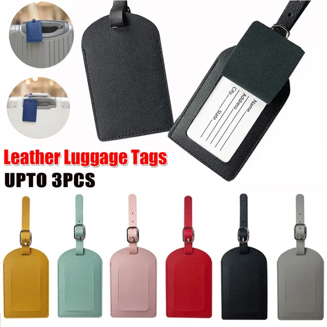 LEATHER LUGGAGE TAGS ID Card Name Label Baggage Suitcase Tag $8.99 ...