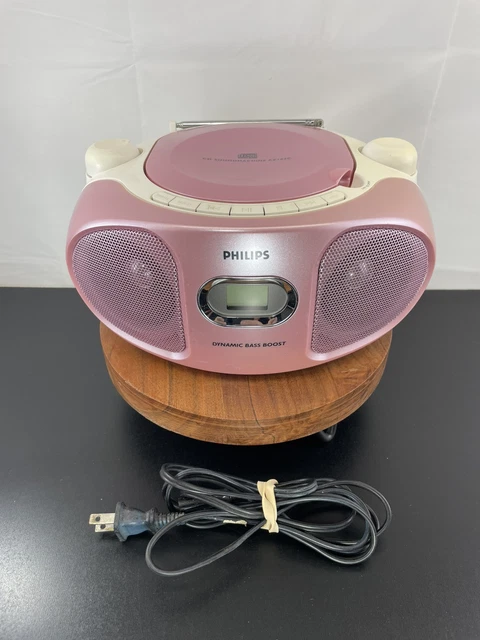 PHILIPS AZ102C-37 AM/FM/CD Mini Boombox Pink/White Tested Working $199. ...