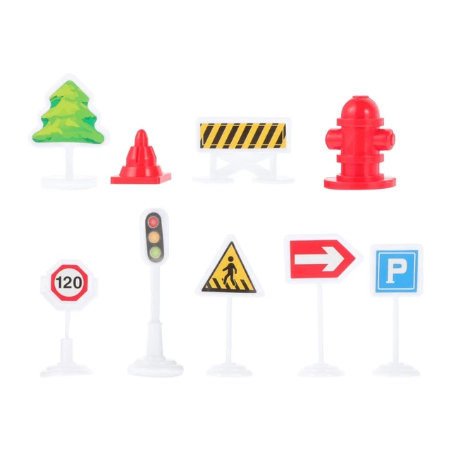 12 PCS TRAFFIC Sign Toy Children's Education Signal Light Plastic A ...