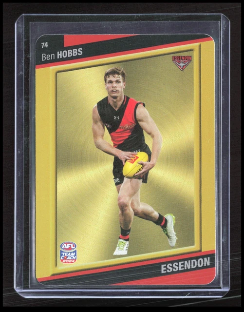 AFL 2024 TEAMCOACH Gold Essendon Ben Hobbs 74 Football Sport Card CB-2 ...