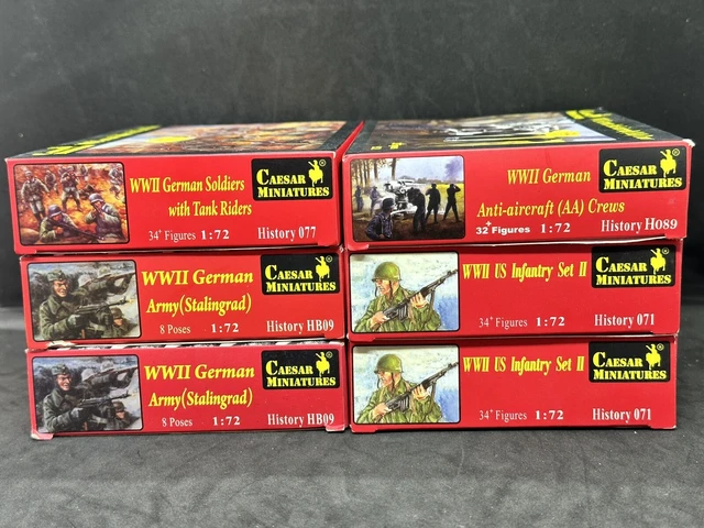 CAESAR MINIATURES - WWII GERMAN ARMY. X 4 & 2 US Infantry 1/72 Scale. £ ...