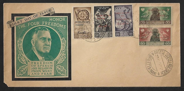 WWII ITALY POLISH Corps Fdc Multiple Ovpt Franking On Printed Cover ...