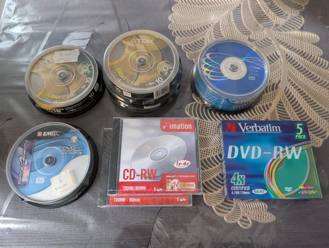LOTTO DVD, DVD-RW, CD-RW vergini TDK Verbatim Emtec Imation EUR 79,00 ...