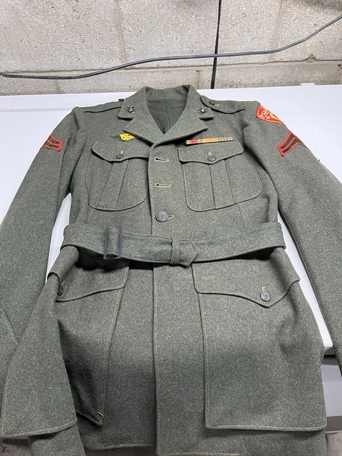 WW2 MARINE CORPS USMC Jacket Green Wool Military Uniform FMF-PAC 1942 ...
