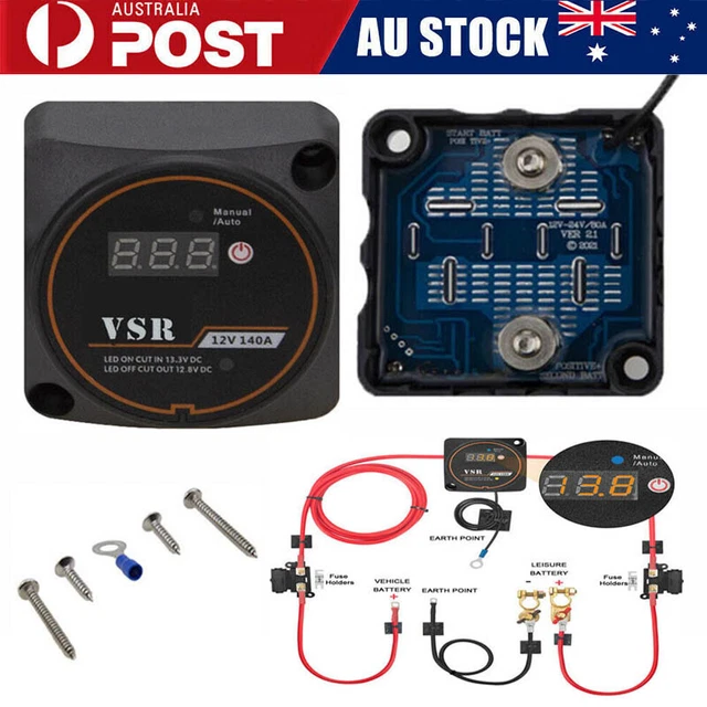140A 12 VOLT Display Dual Battery System Isolator VSR Voltage Sensitive ...